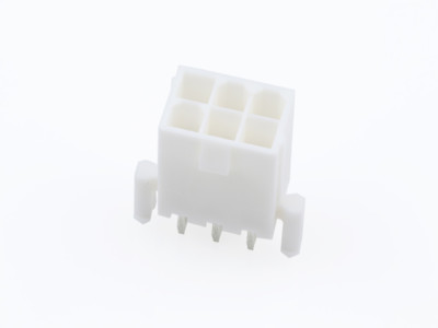 Mini-Fit Jr. Vertical Header, 4.20mm Pitch, Dual Row, 6 Circuits, with Snap-in Plastic Peg PCB Lock, Tin, Natural for sale