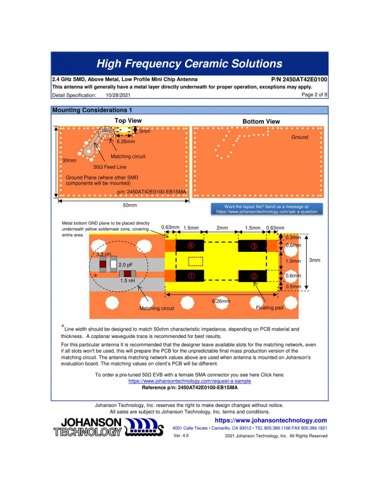 2450AT42E0100E datasheet page 2