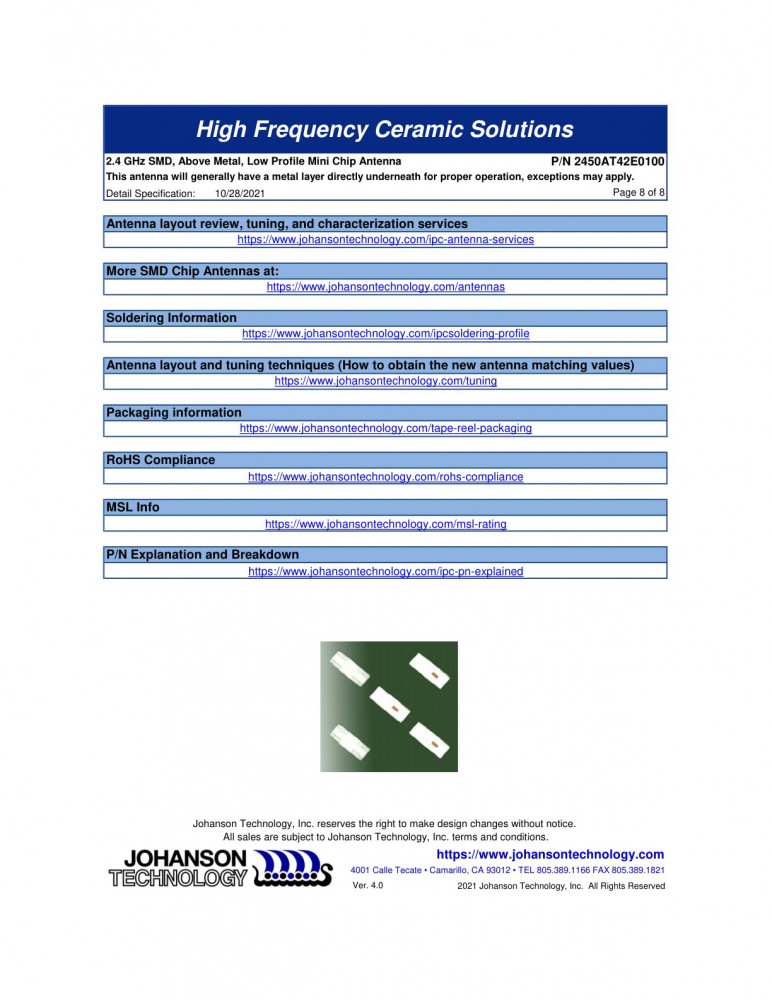2450AT42E0100E datasheet page 8