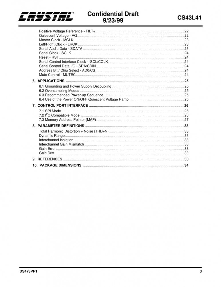 CS43L41-KZ datasheet page 3
