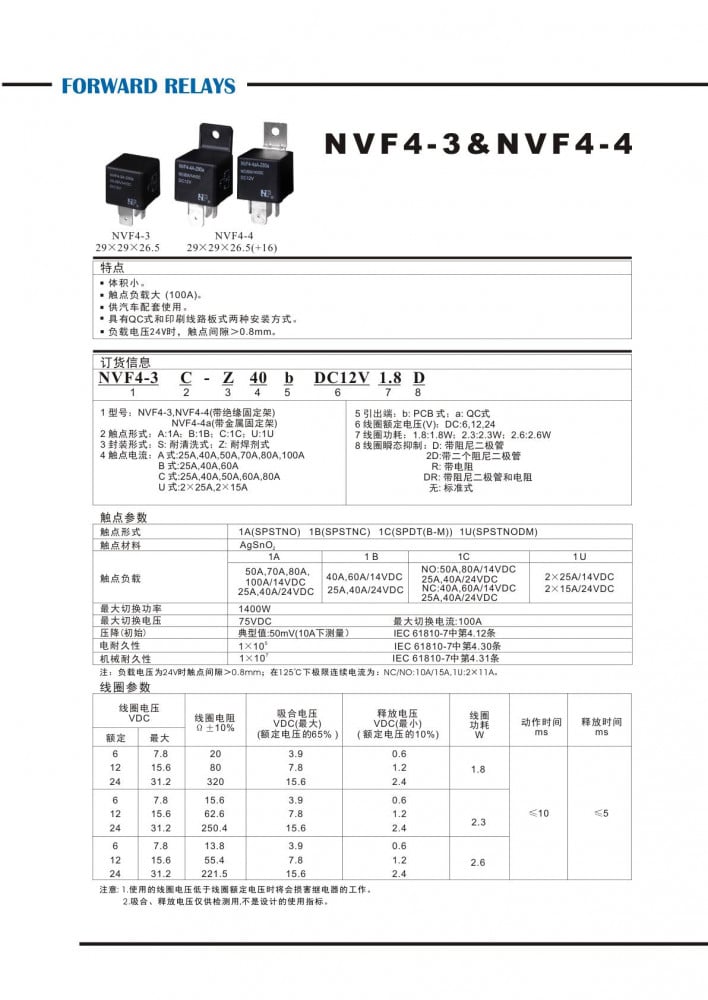NF NVF4-3 relay datasheet page 1
