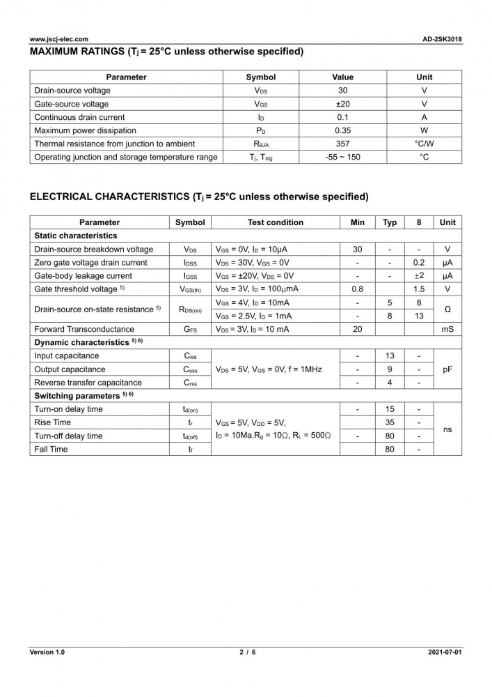 AD-2SK3018 datasheet page 2