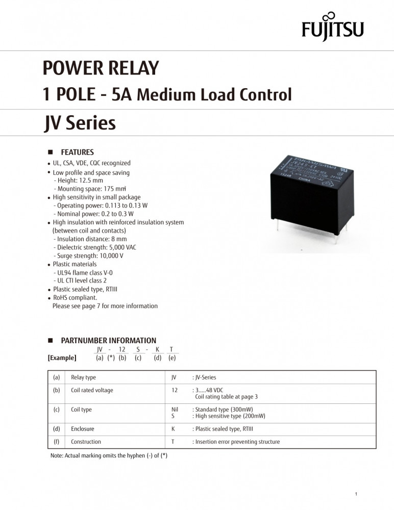 JV12S-KT datasheet page 1