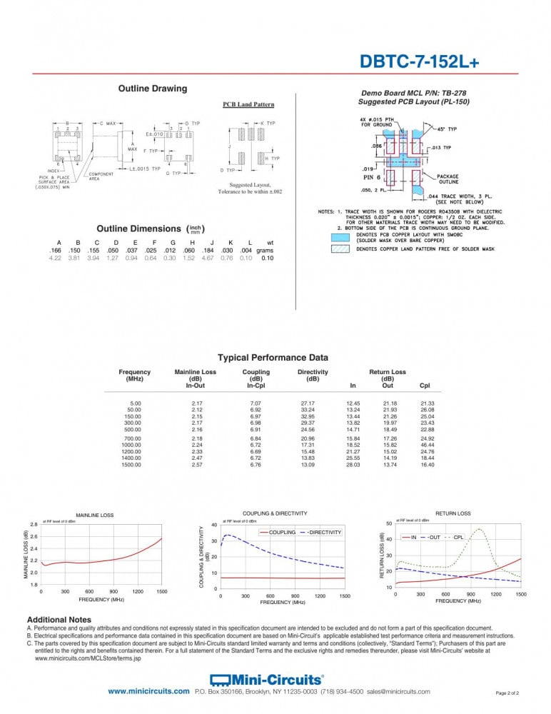 DBTC-7-152L+ datasheet page 2