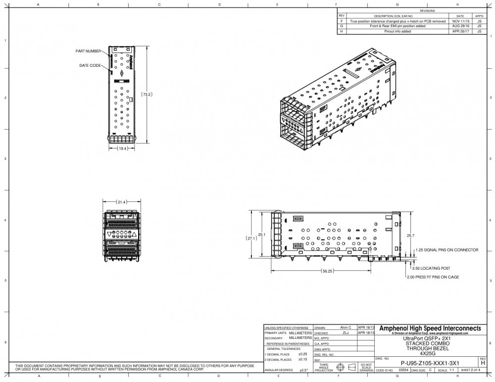 Amphenol U95 series technical drawing page 2