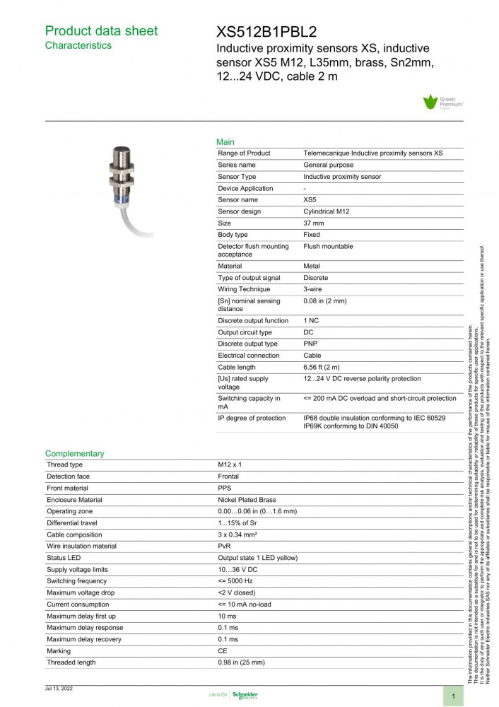XS512B1PBL2 technical document page 1