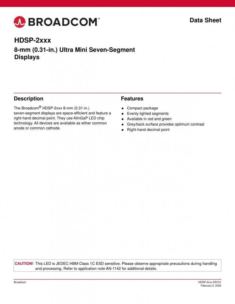 HDSP-203C datasheet page 1