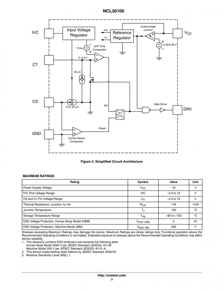 NCL30100 datasheet page 3