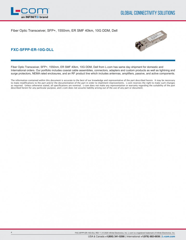 FXC-SFPP-ER-10G-DLL datasheet page 4
