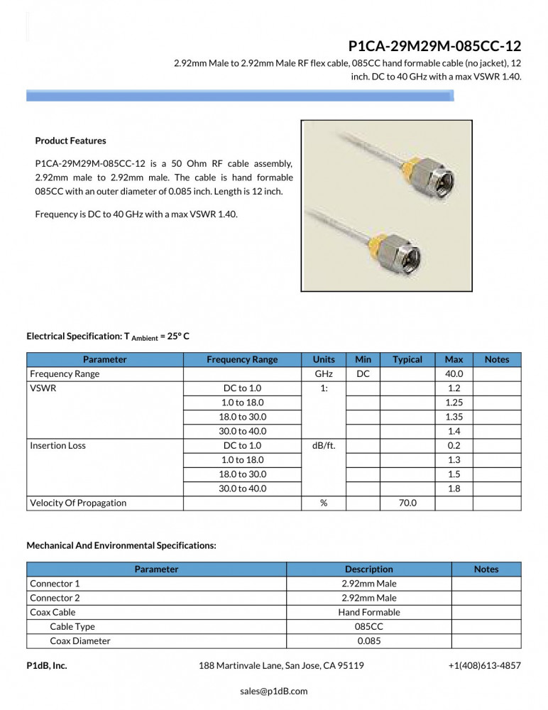 P1CA-29M29M-085CC-12 product document image, page 1