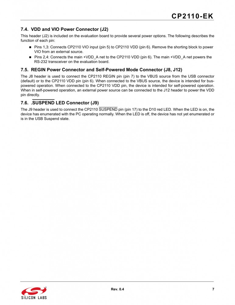 CP2110EK documentation page 7