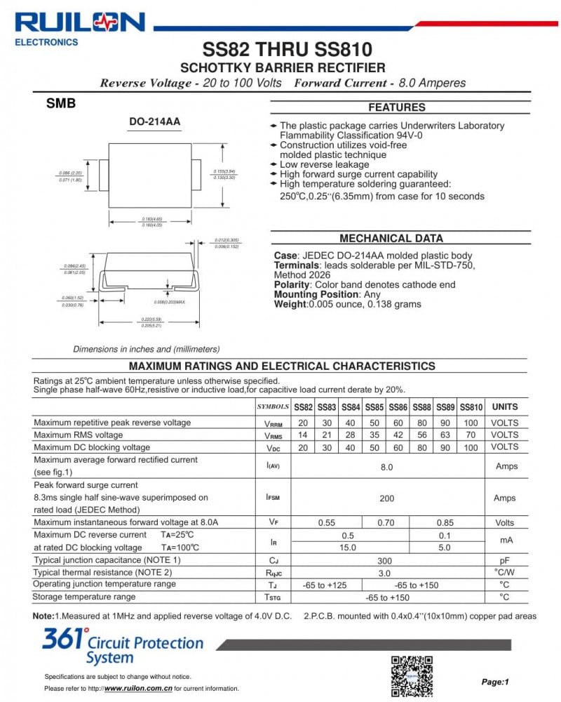 RUILON SS810B datasheet page 1