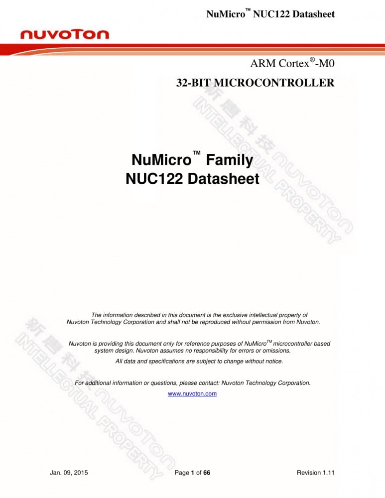 NUC122 datasheet page 1
