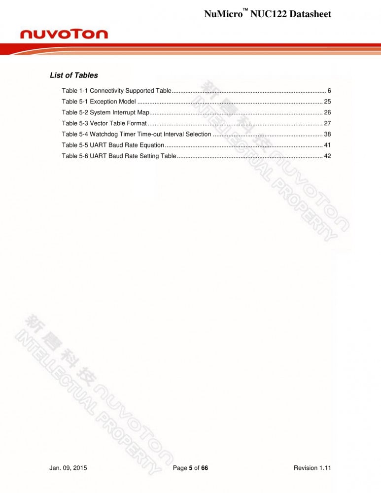 NUC122 datasheet page 5
