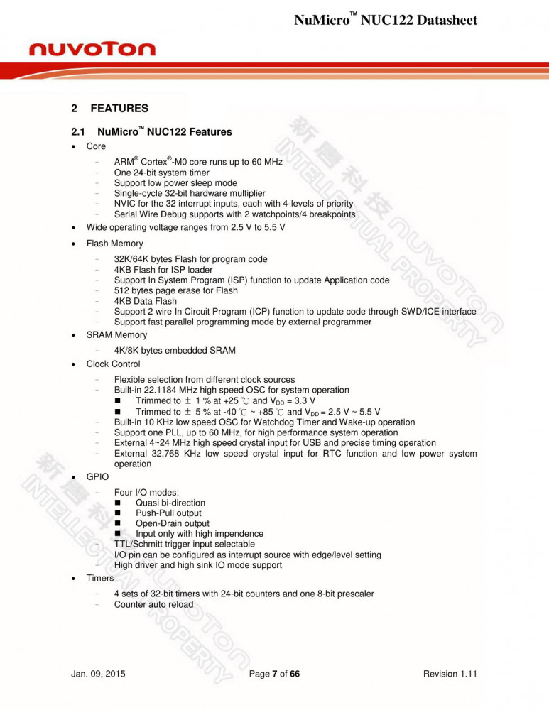 NUC122 datasheet page 7