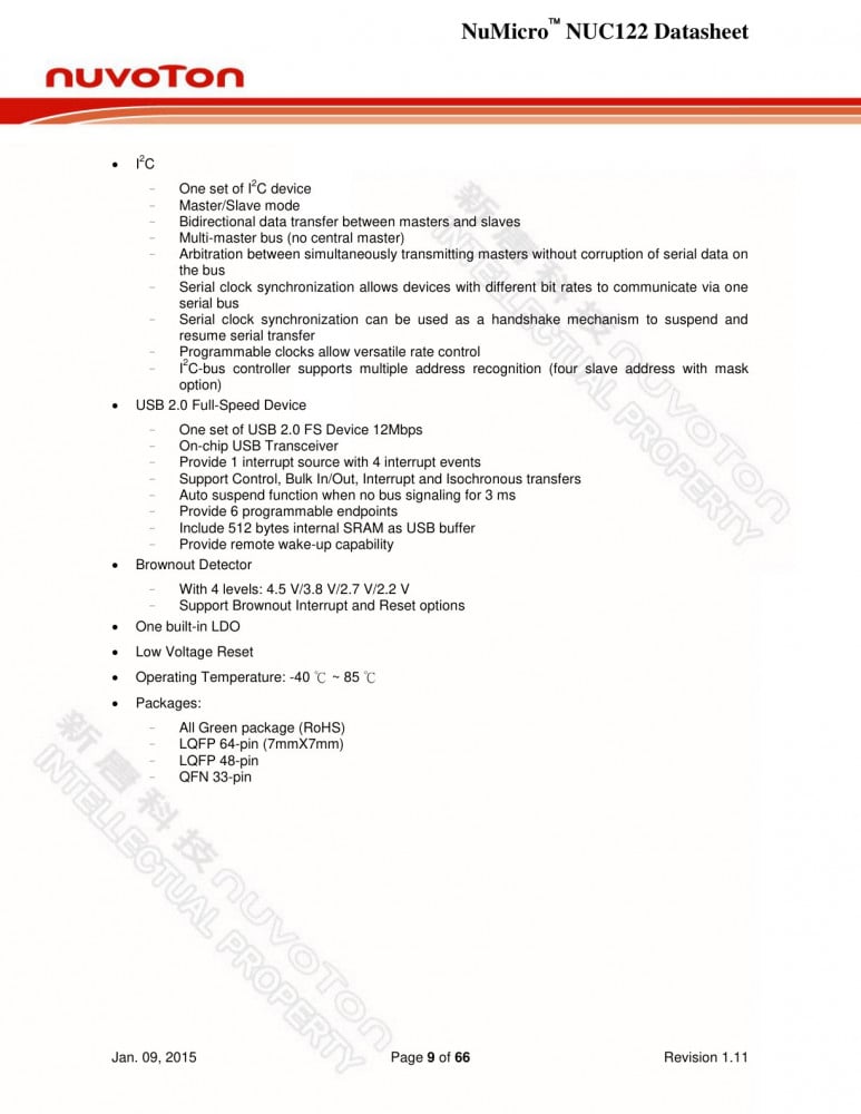 NUC122 datasheet page 9