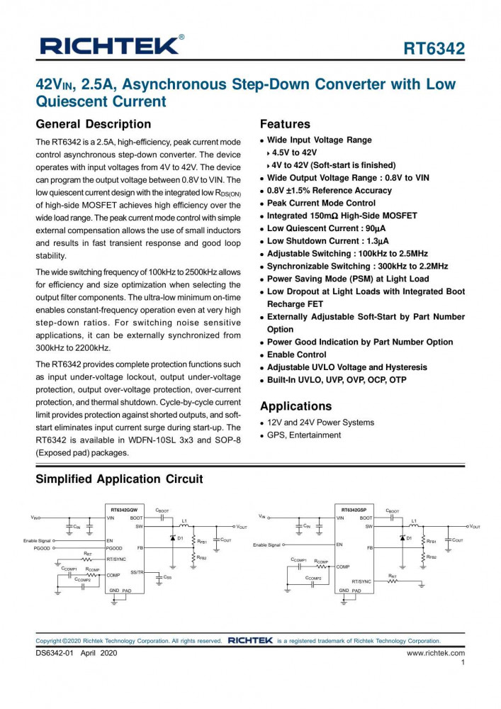RT6342 technical document page 1