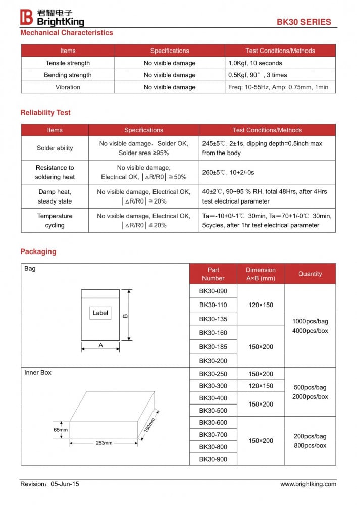 BK30 series datasheet page 5