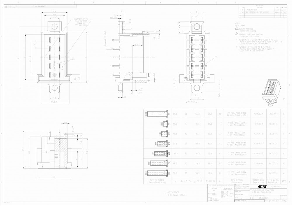 TE Connectivity 963357-1 technical drawing preview
