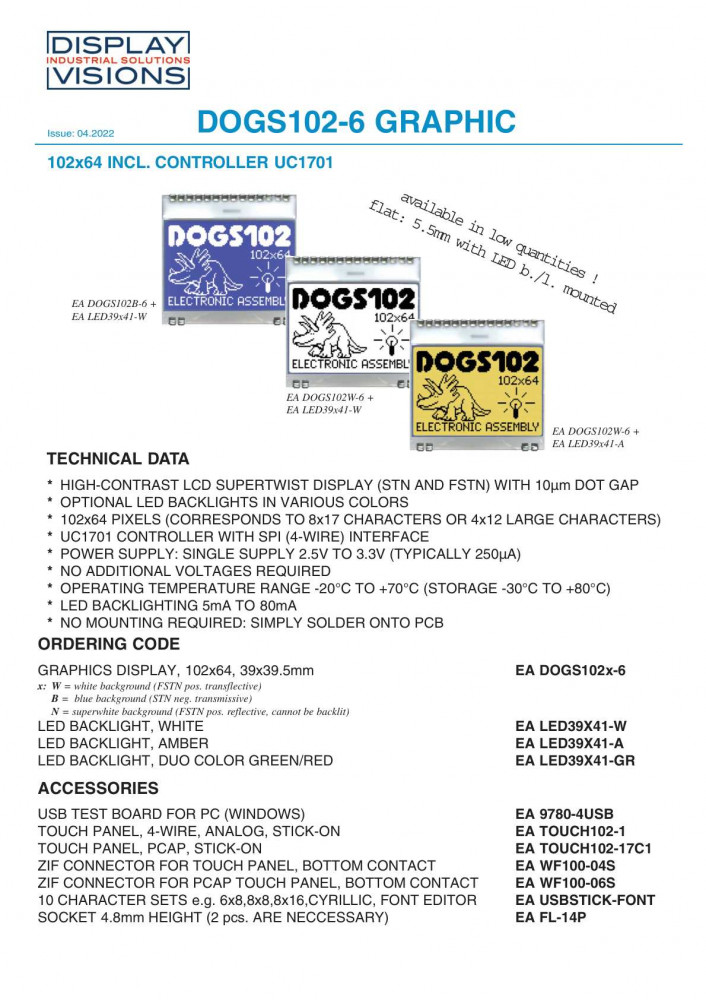 EA DOGS102N-6 datasheet page 1