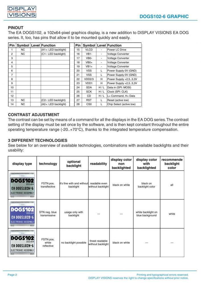EA DOGS102N-6 datasheet page 2