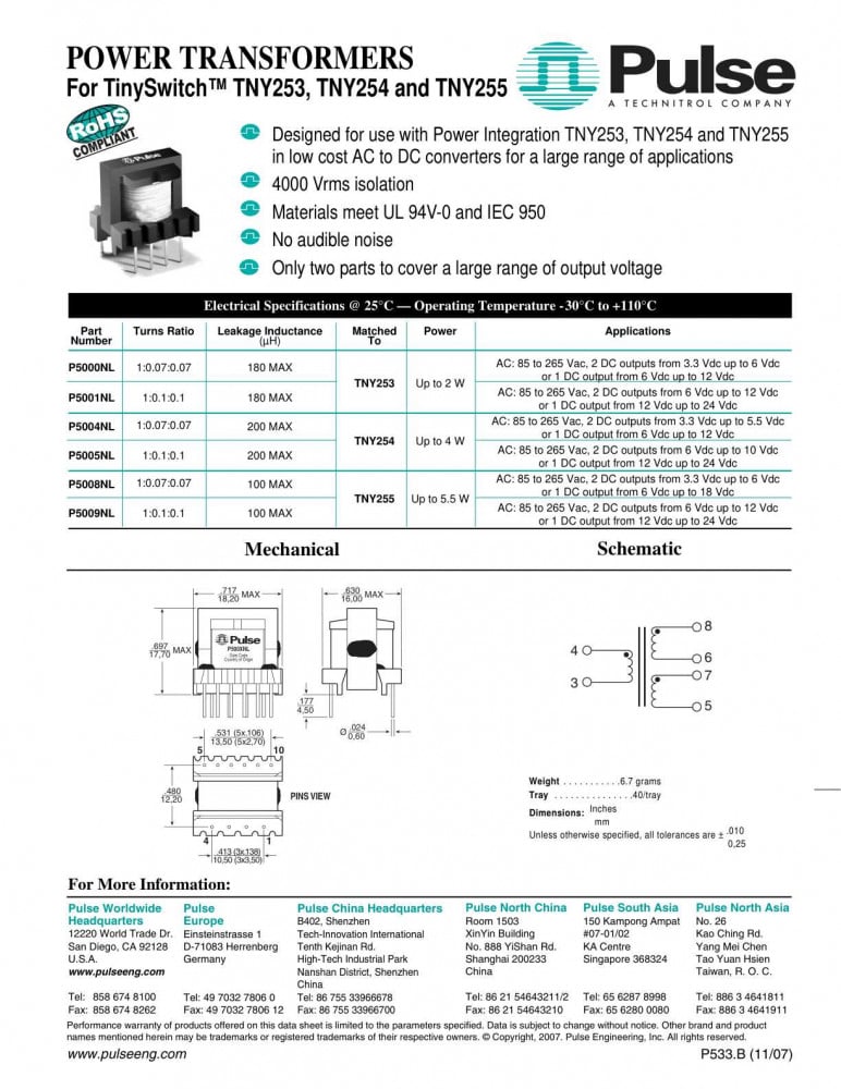 PULSE P5008NL technical document page