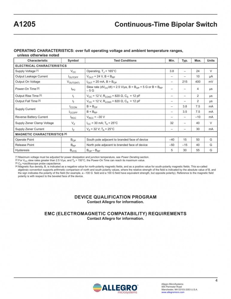 A1205 datasheet page 4