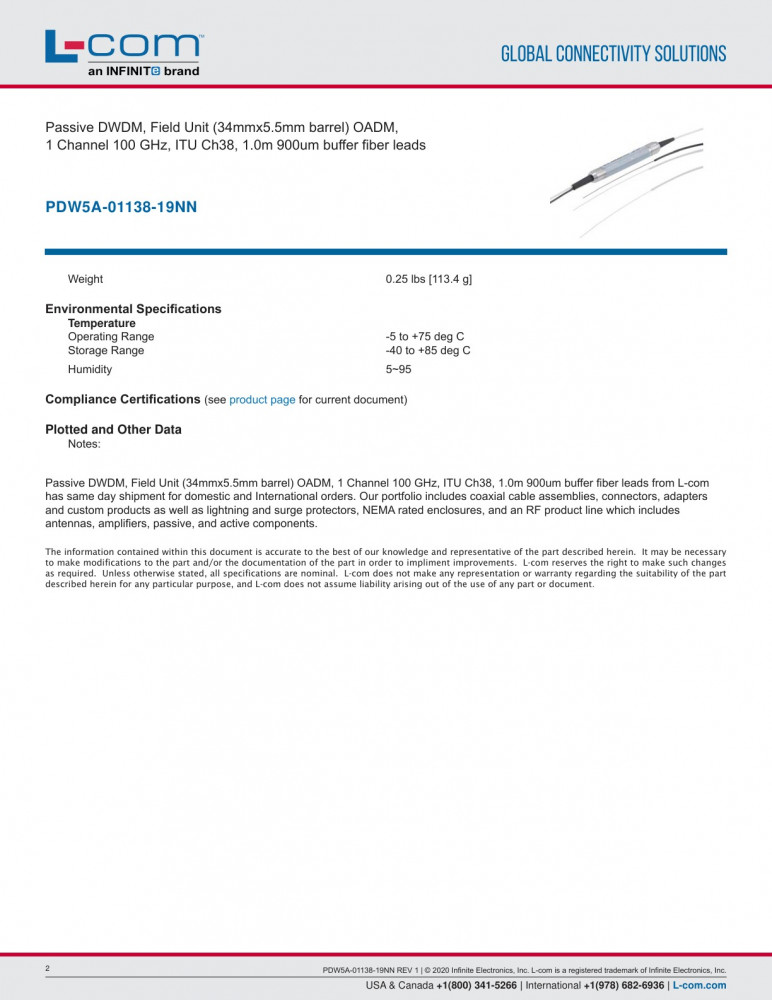 PDW5A-01138-19NN specifications page