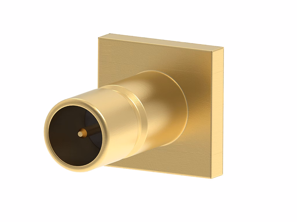 QMA Jack, Straight, PCB Receptacle, Through Hole, Brass Body, Gold (Au) Plated, 50 Ohms