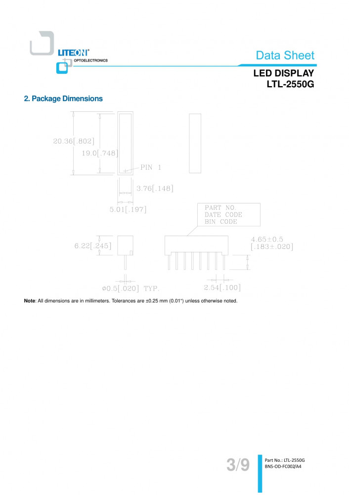 LTL-2550G datasheet page 4