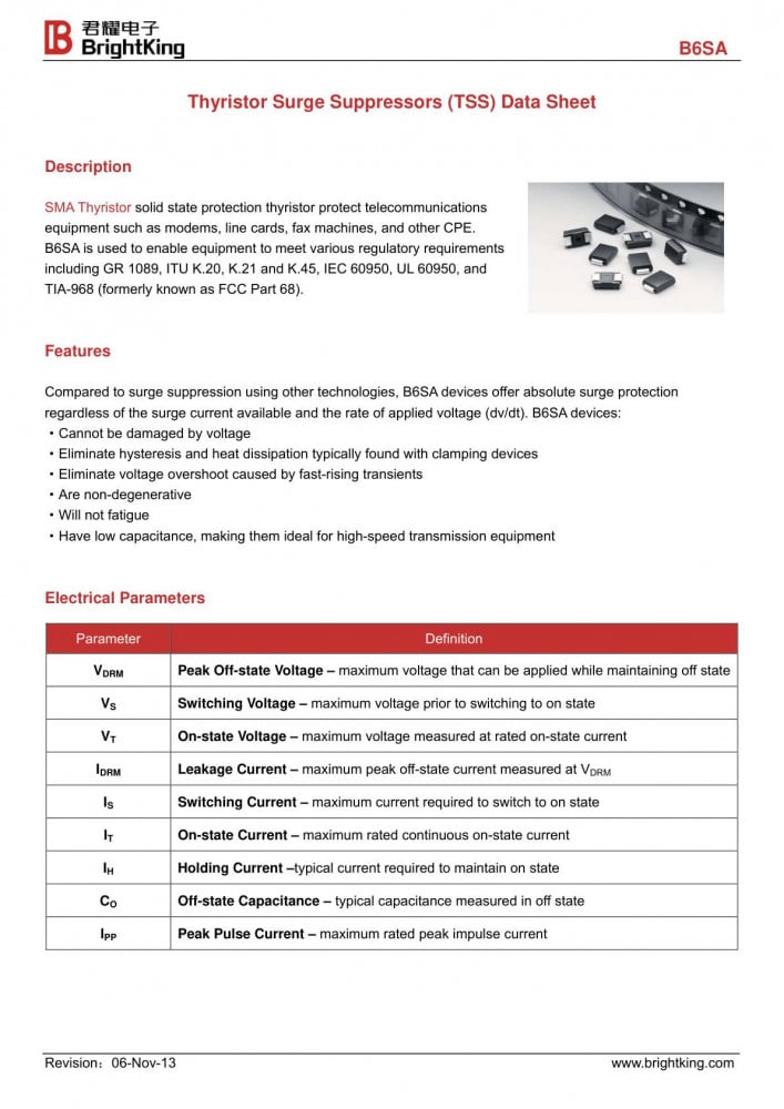 B6SA datasheet page 1