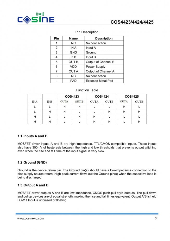 COS4424 datasheet page 3