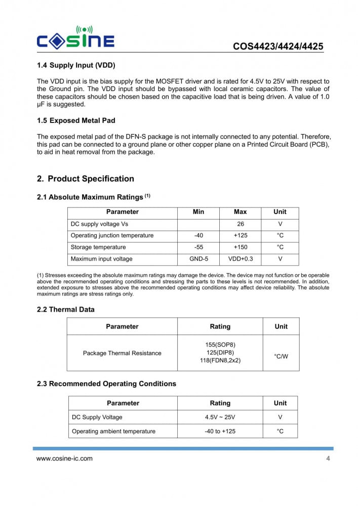 COS4424 datasheet page 4