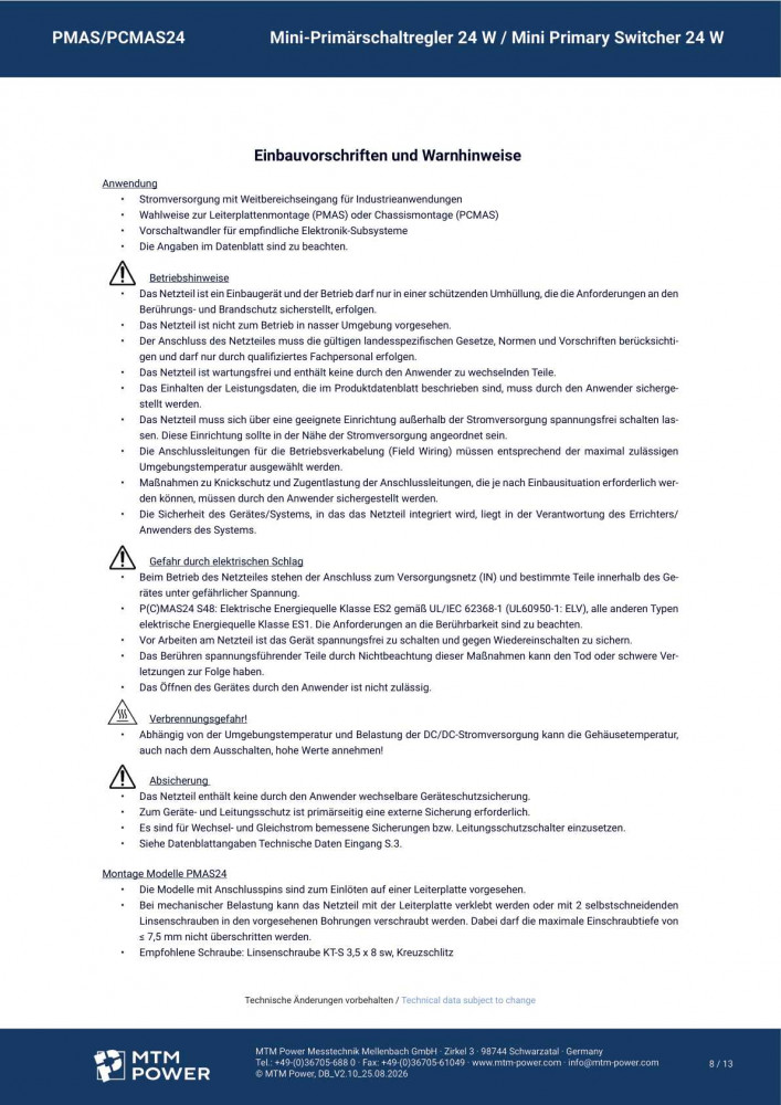 MTM Power PCMAS24 datasheet page 8