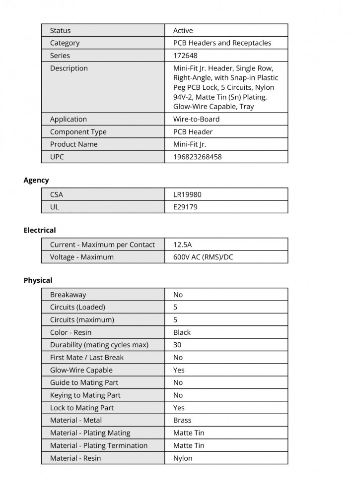 Technical document page 2 for MOLEX 1726486105