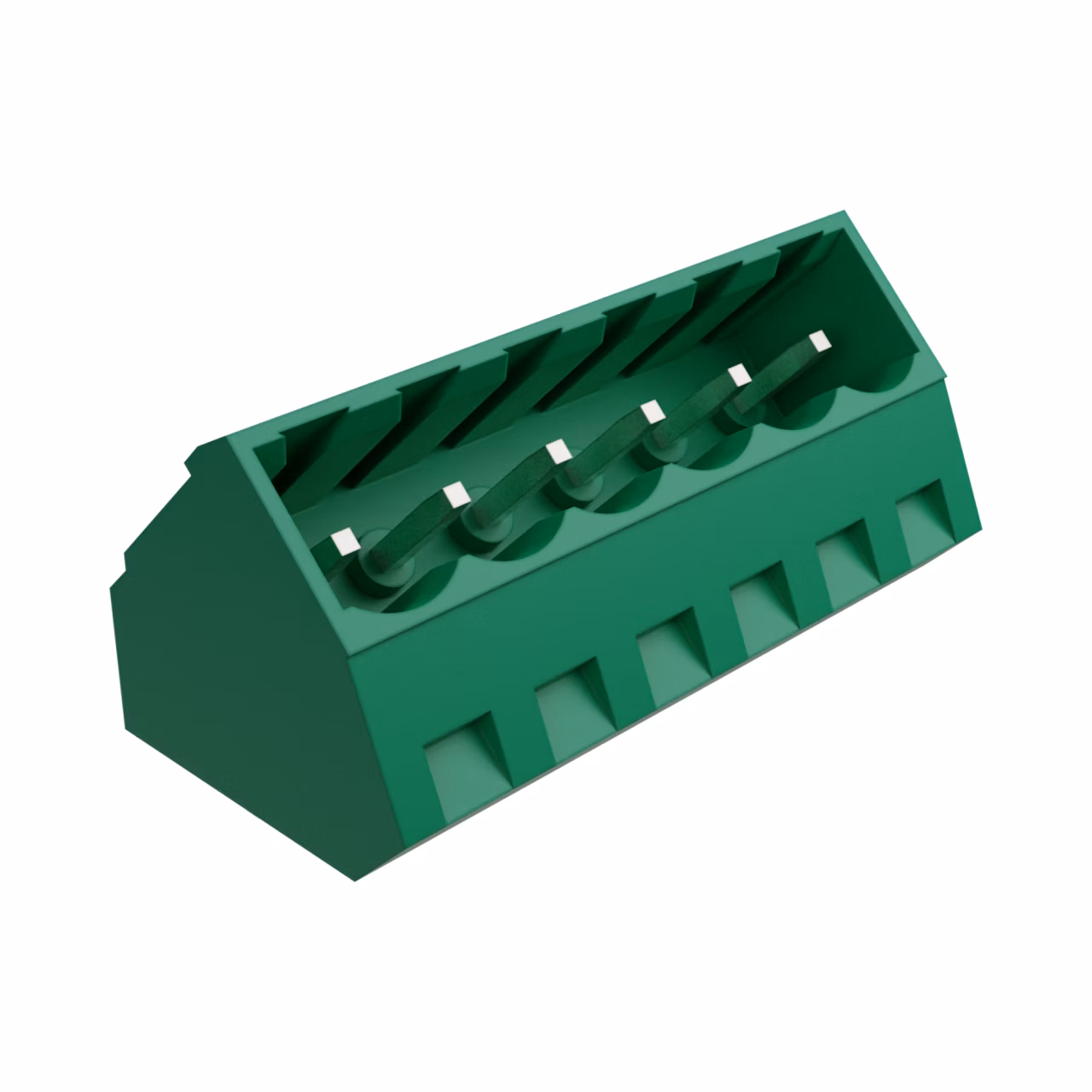 5.00mm Pitch Eurostyle 45° Angle PCB Header, Closed Ends, 6 Circuits, Green for sale