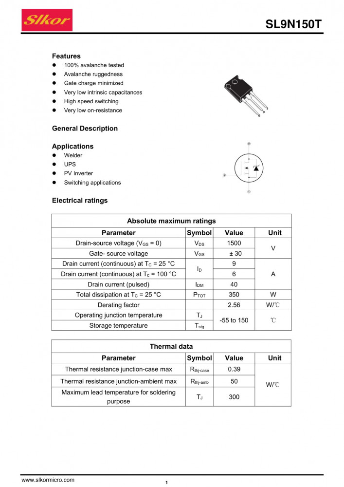 SL9N150T datasheet page 1