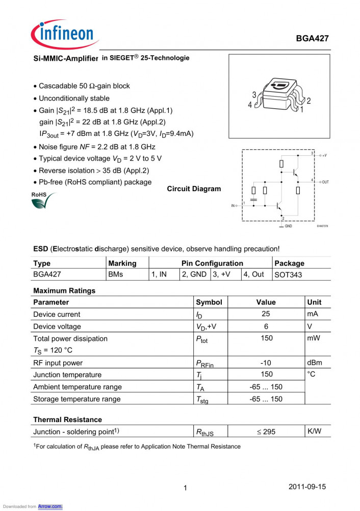 BGA427H6327 datasheet page 1