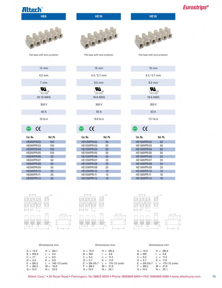Altech HE16WPR/03 technical documentation page
