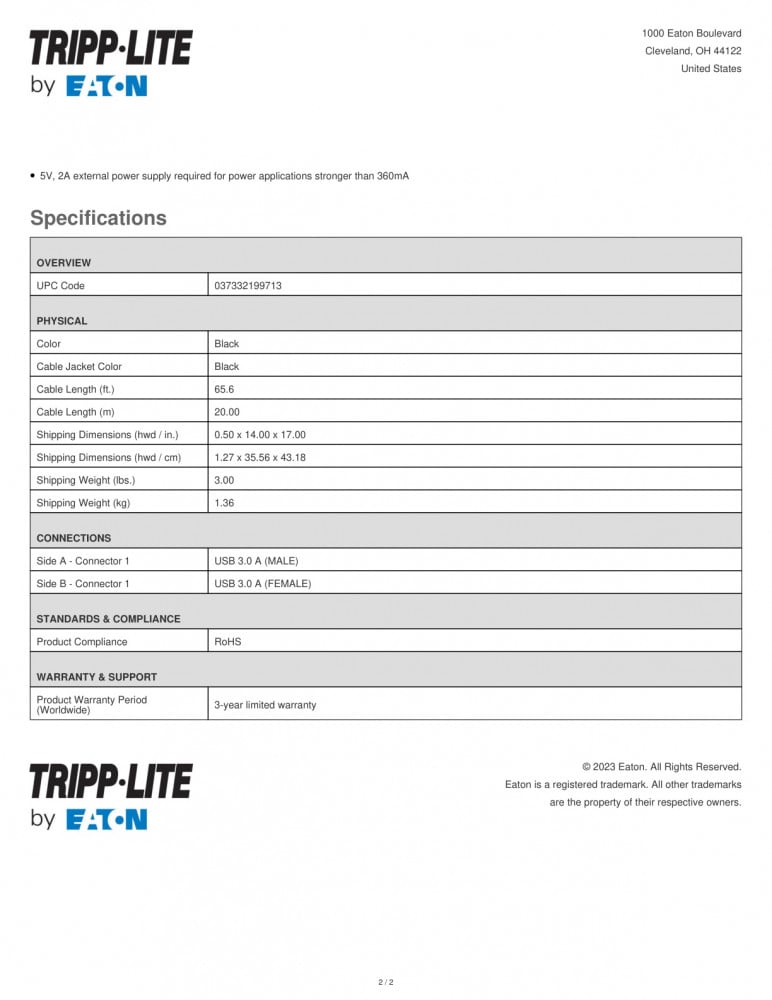 EATON U330-20M product documentation page 2