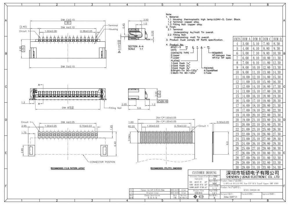 JUSHUO AFA31-S16ECA-HF customer drawing page 1