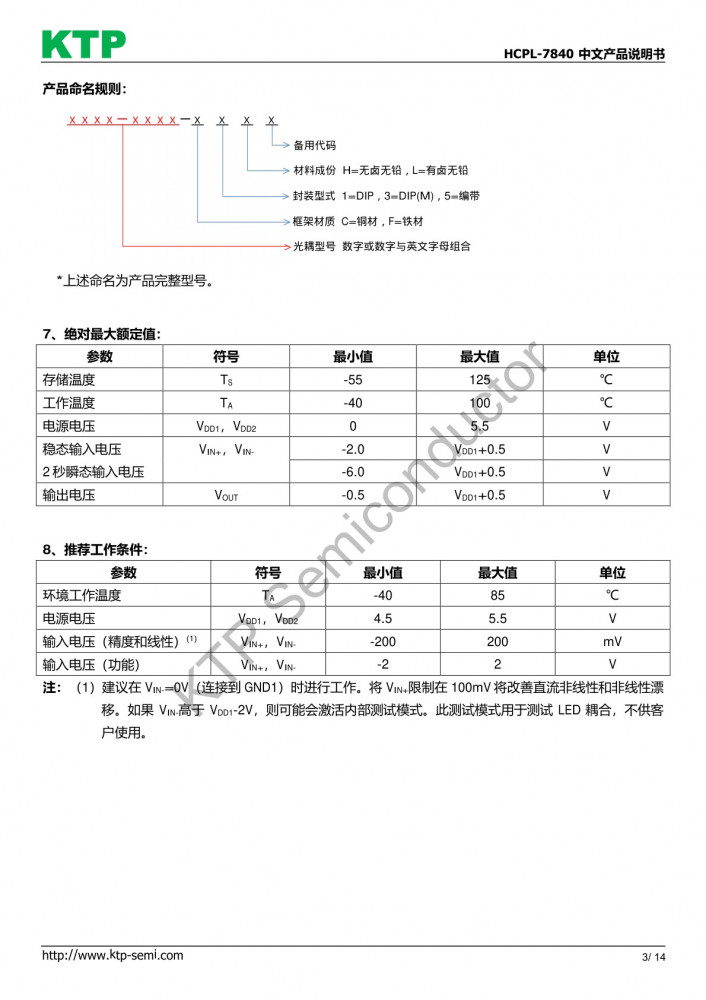 HCPL-7840 datasheet page 3