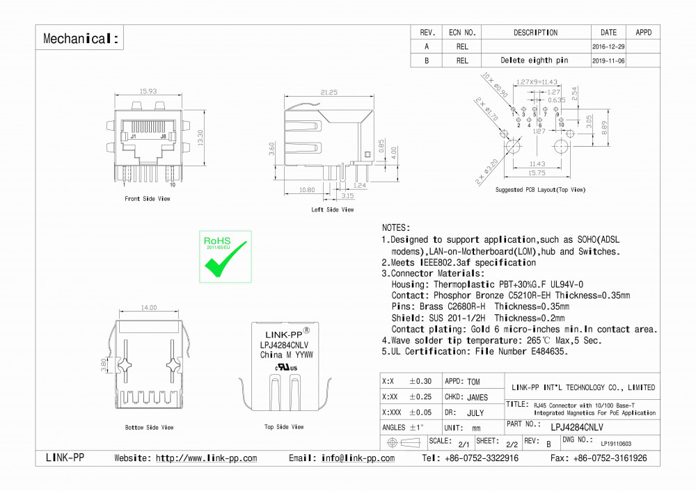 LPJ4284CNLV technical drawing page 2