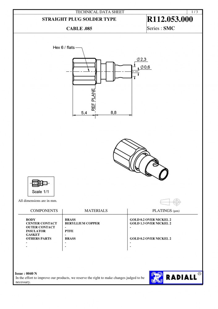 Radiall R112053000 datasheet, page 1