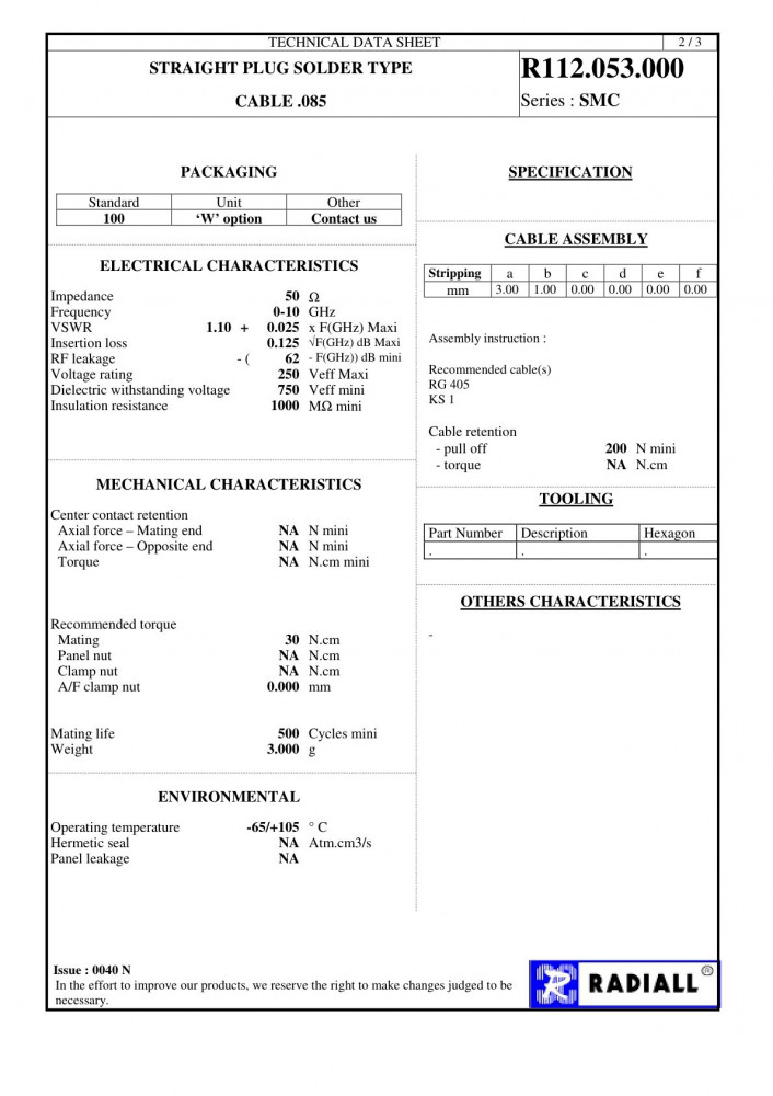 Radiall R112053000 datasheet, page 2