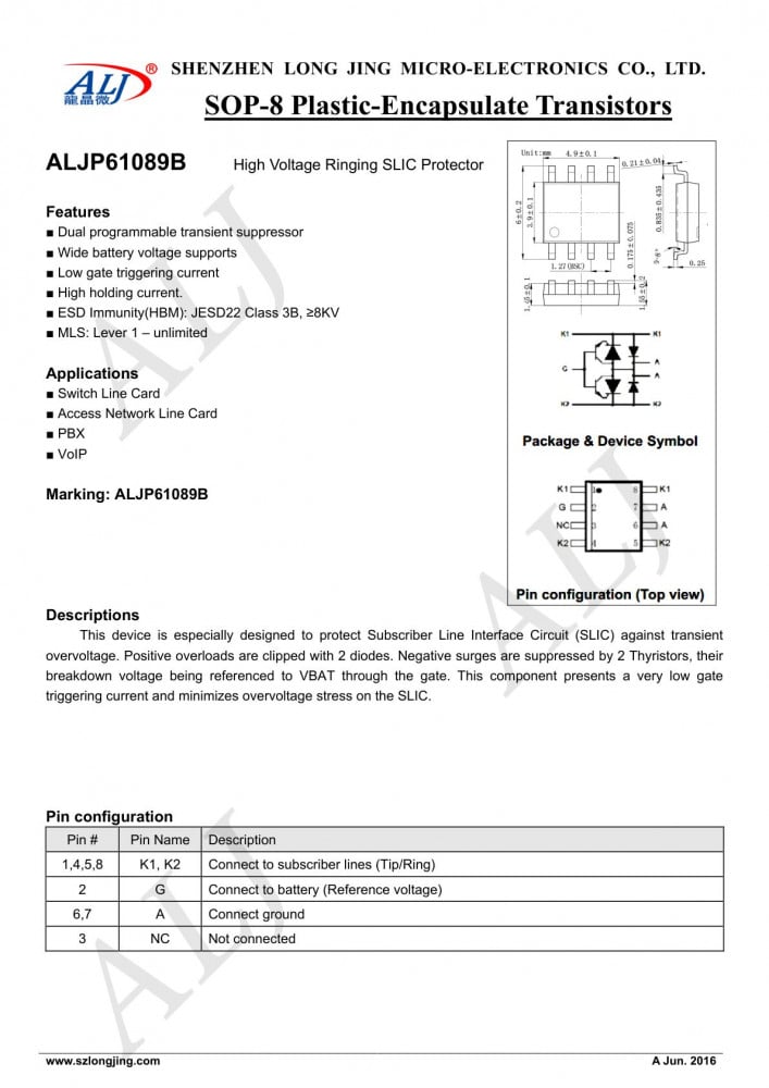 ALJP61089B datasheet page 1