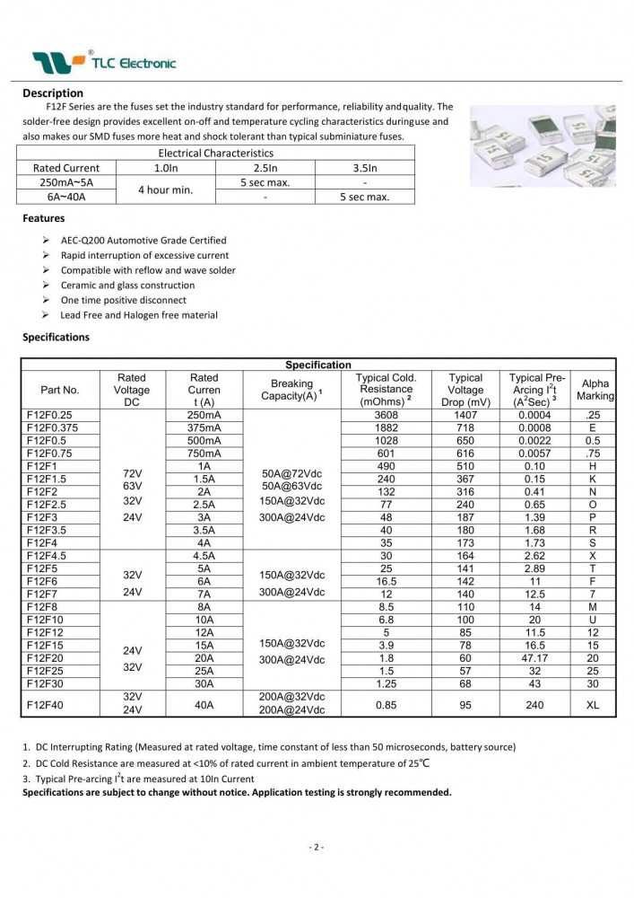 TLC Electronic F12F datasheet page 2
