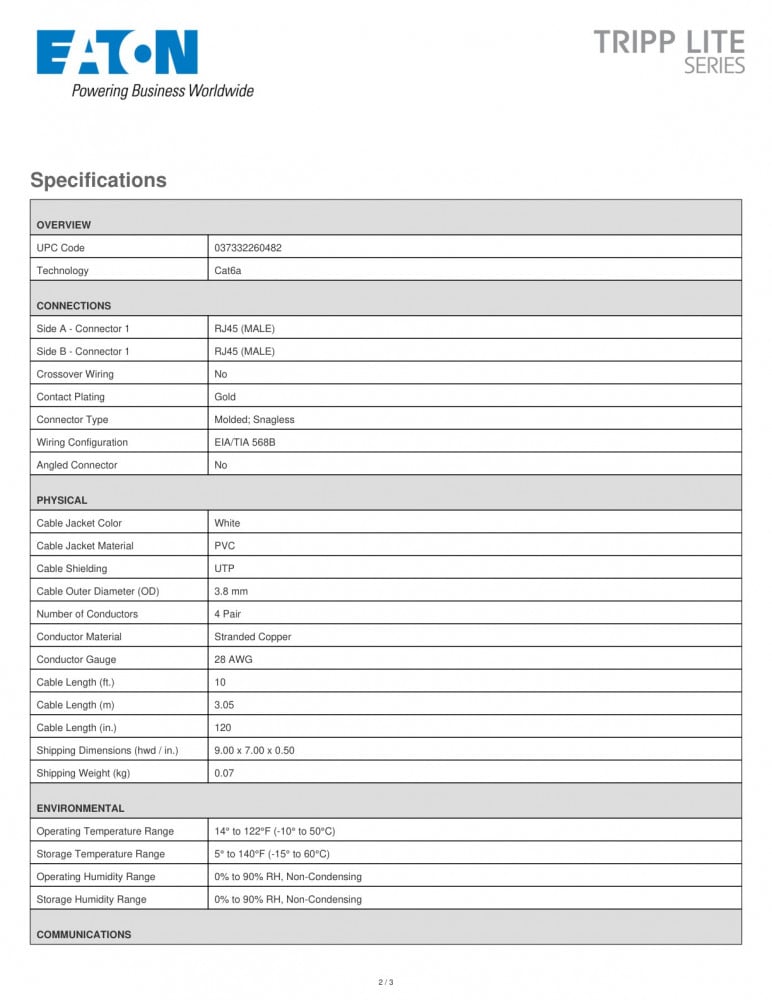 N261AB-S10-WH technical document page 2