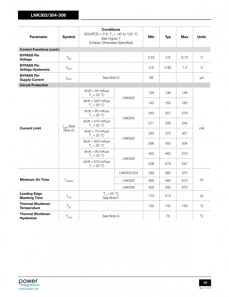 LNK305DN technical document page 10