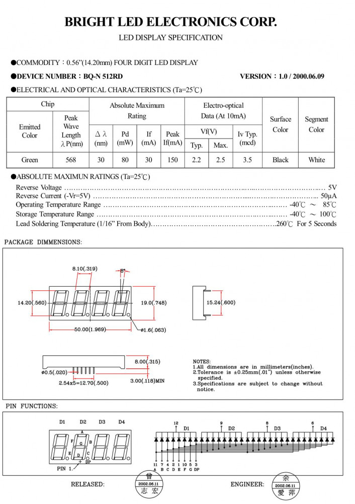 BQ-N512RD datasheet page 1